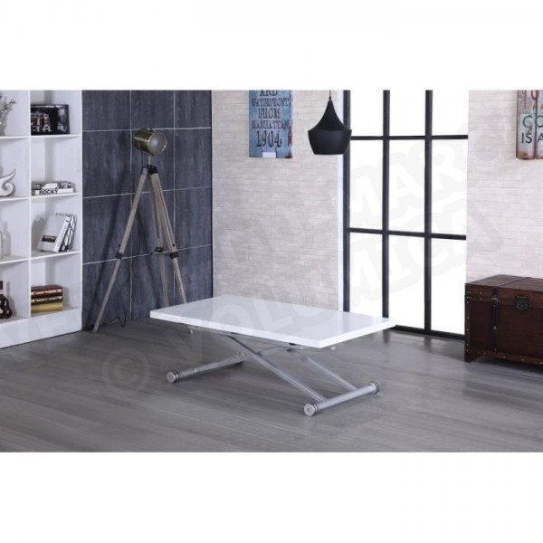 UPPER Table basse relevable et extensible laquée blanche AUCUNE